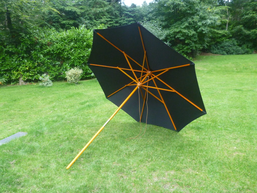 Wooden Framed Parasol Black 2.7m (107'') - Bentley Brown