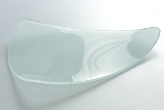 Frosted Triangular Glass Plate 34cm (14") - Bentley Brown