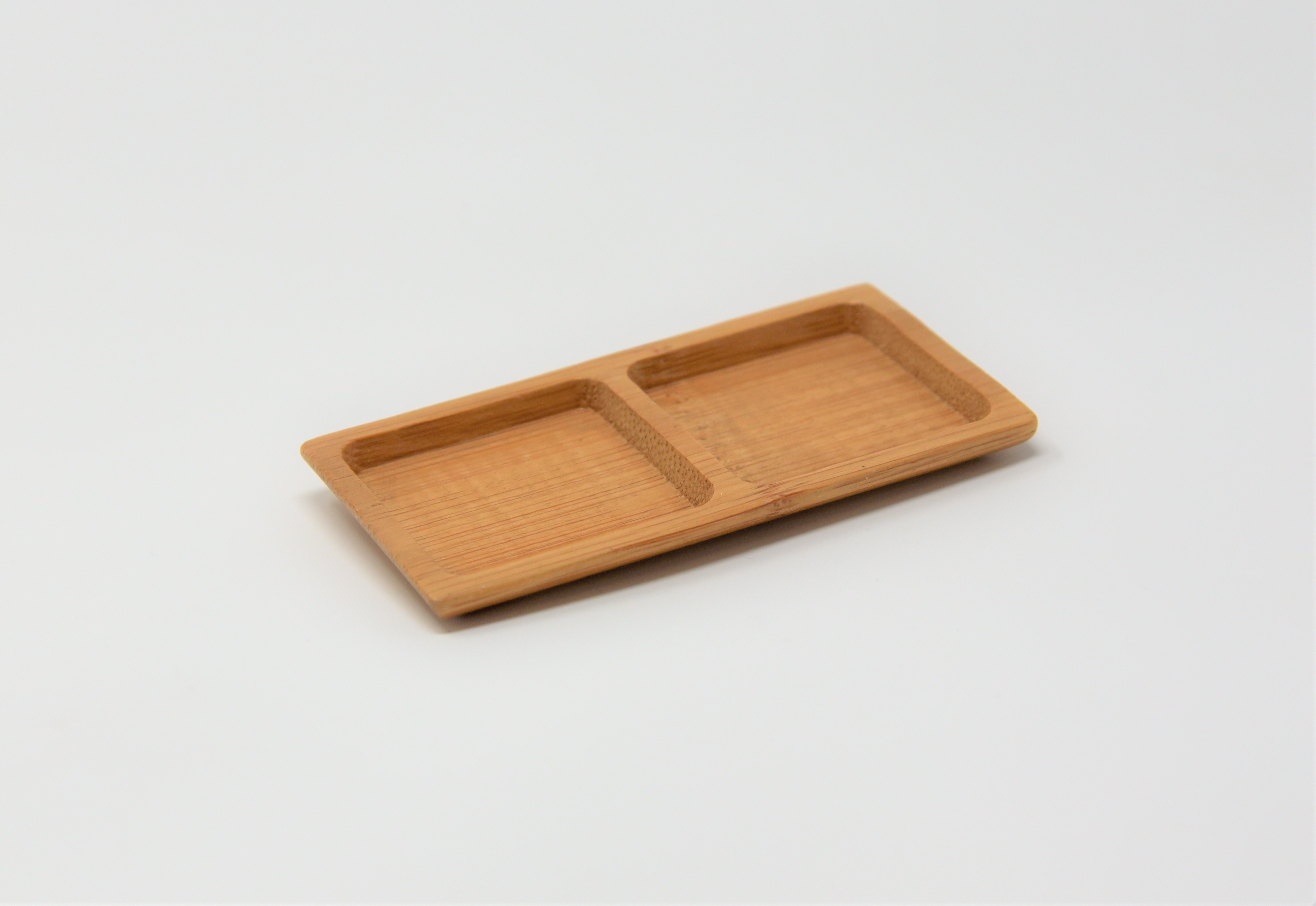 Bamboo Double Condiment Tray 120x60x6mm - Bentley Brown